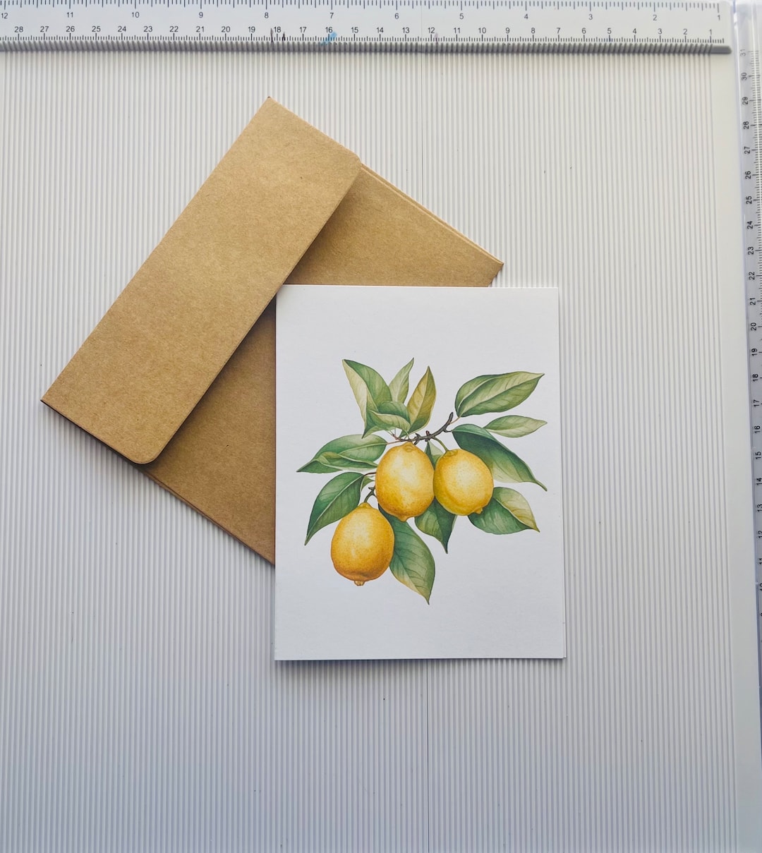 Lemon Note Card With Envelope, Spring Note Card, Summer Note Card ...