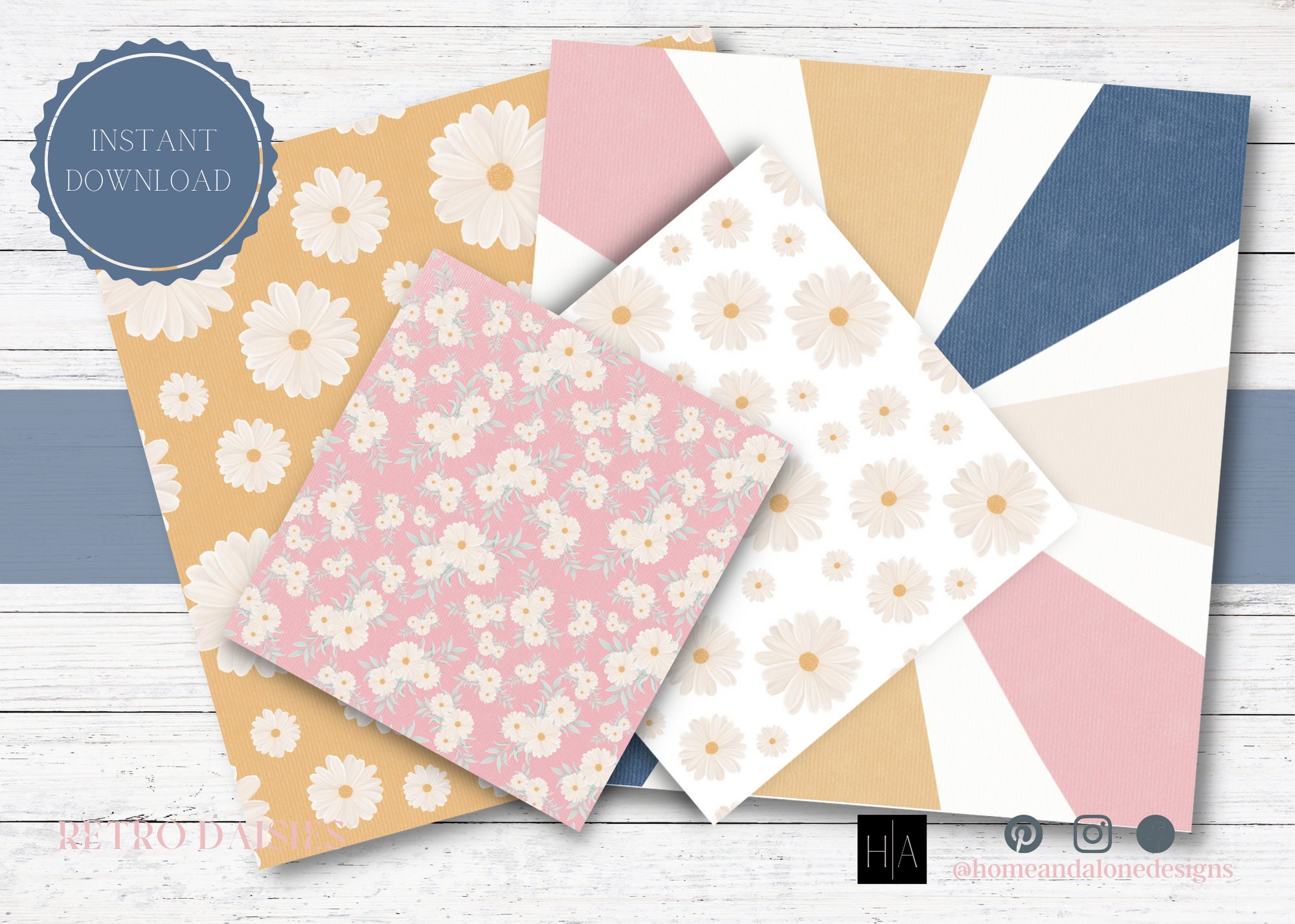 Retro Digital Papers Retro Scrapbook Paper Retro - Etsy