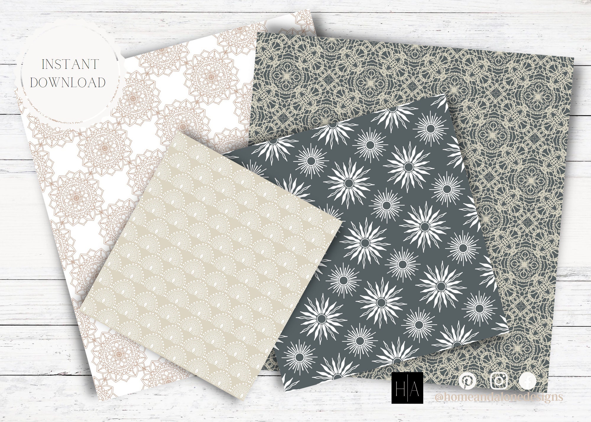 Digital Papers Boho Scrapbook Paper Boho Backgrounds Boho - Etsy