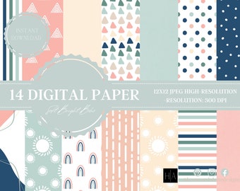 14 Boho Digital Papers, Boho Scrapbook Paper, Boho Backgrounds, Boho ...