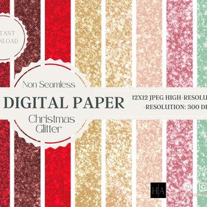 14 Christmas Glitter Digital Papers, Glitter Scrapbook Paper, Glitter ...