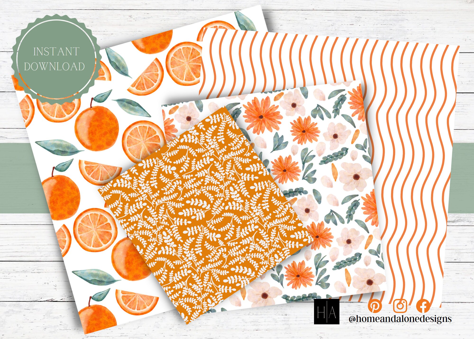 Digital Papers, Orange Scrapbook Paper, Orange Backgrounds, Digital ...