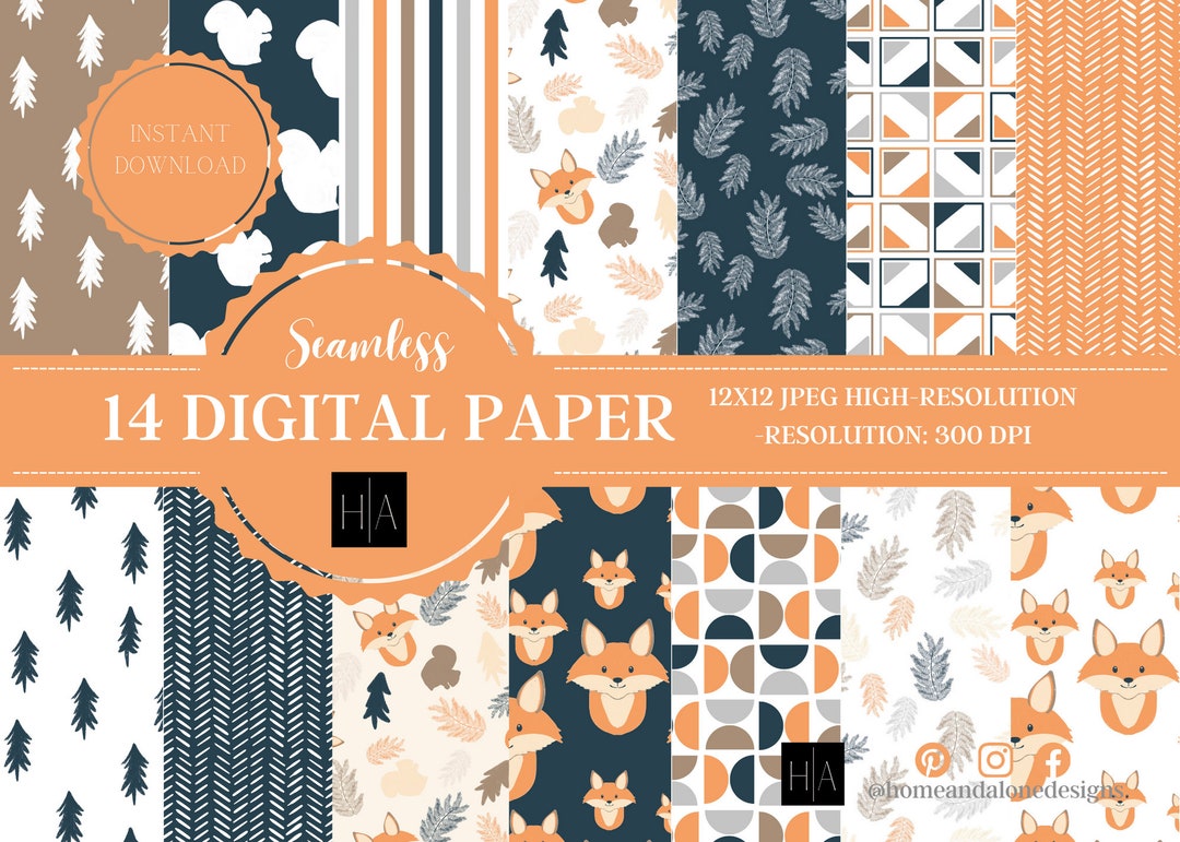 Forest Digital Paper, Forest Nursery Digital Paper, Digital Paper, Fox ...