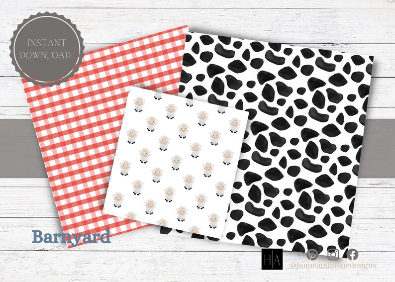 Farm Animals Digital Paper Farm Animals Nursery Digital - Etsy