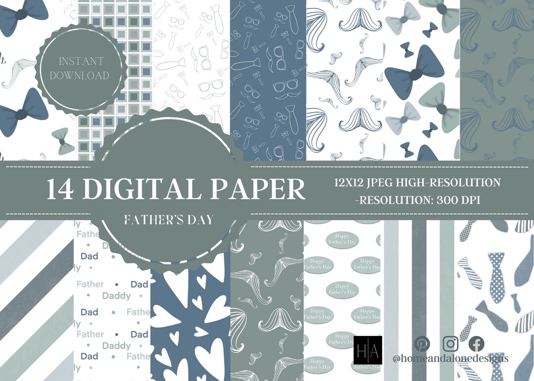 14 Digital Papers, Father's Day Scrapbook Paper, Father's Day ...