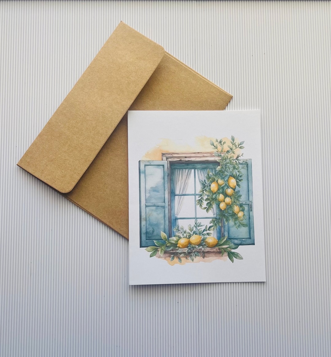 Lemon Note Card With Envelope, Spring Note Card, Summer Note Card ...
