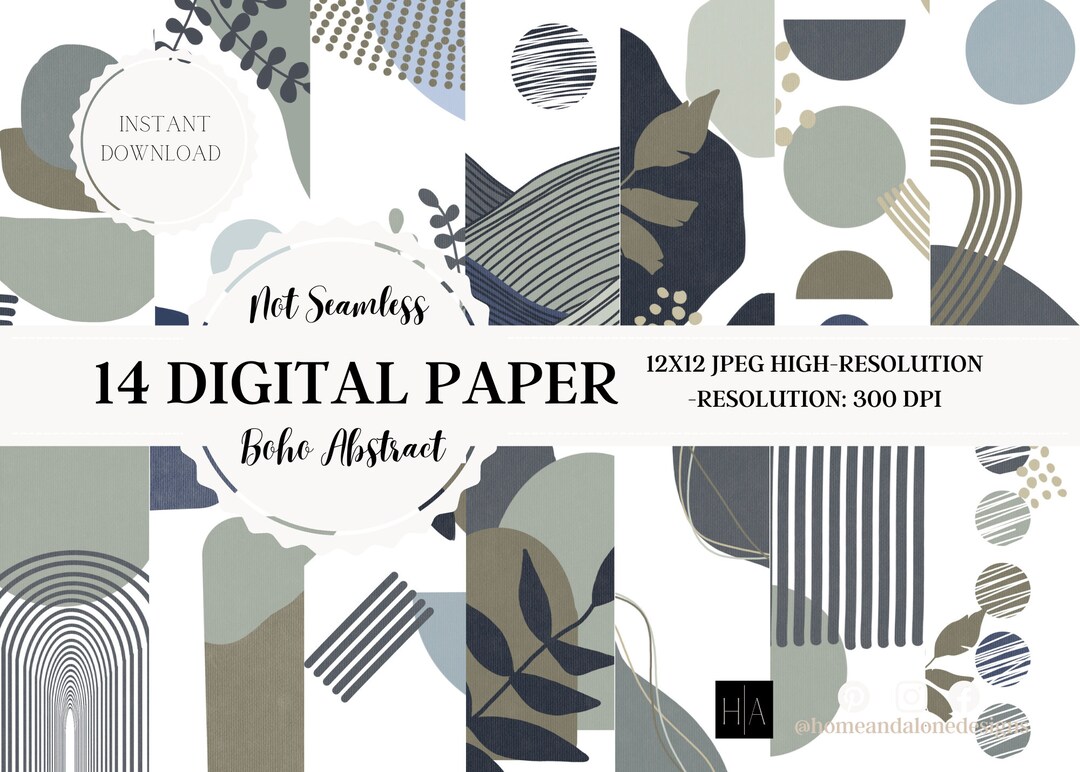 Boho Digital Papers, Boho Scrapbook Paper, Boho Backgrounds, Boho ...