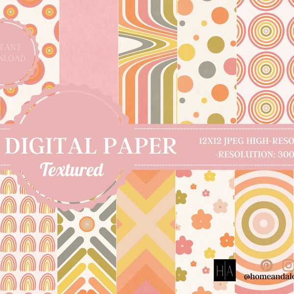 Retro Digital Papers - Etsy