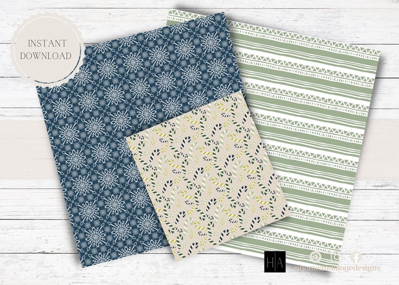 14 Christmas Digital Papers, Christmas Scrapbook Paper, Backgrounds ...