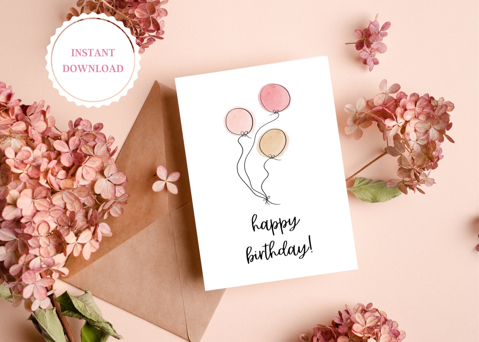 Happy Birthday Card Printable, Not Editable - Etsy