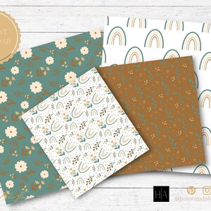 14 Seamless Boho Digital Papers, Boho Scrapbook Paper, Boho Backgrounds ...