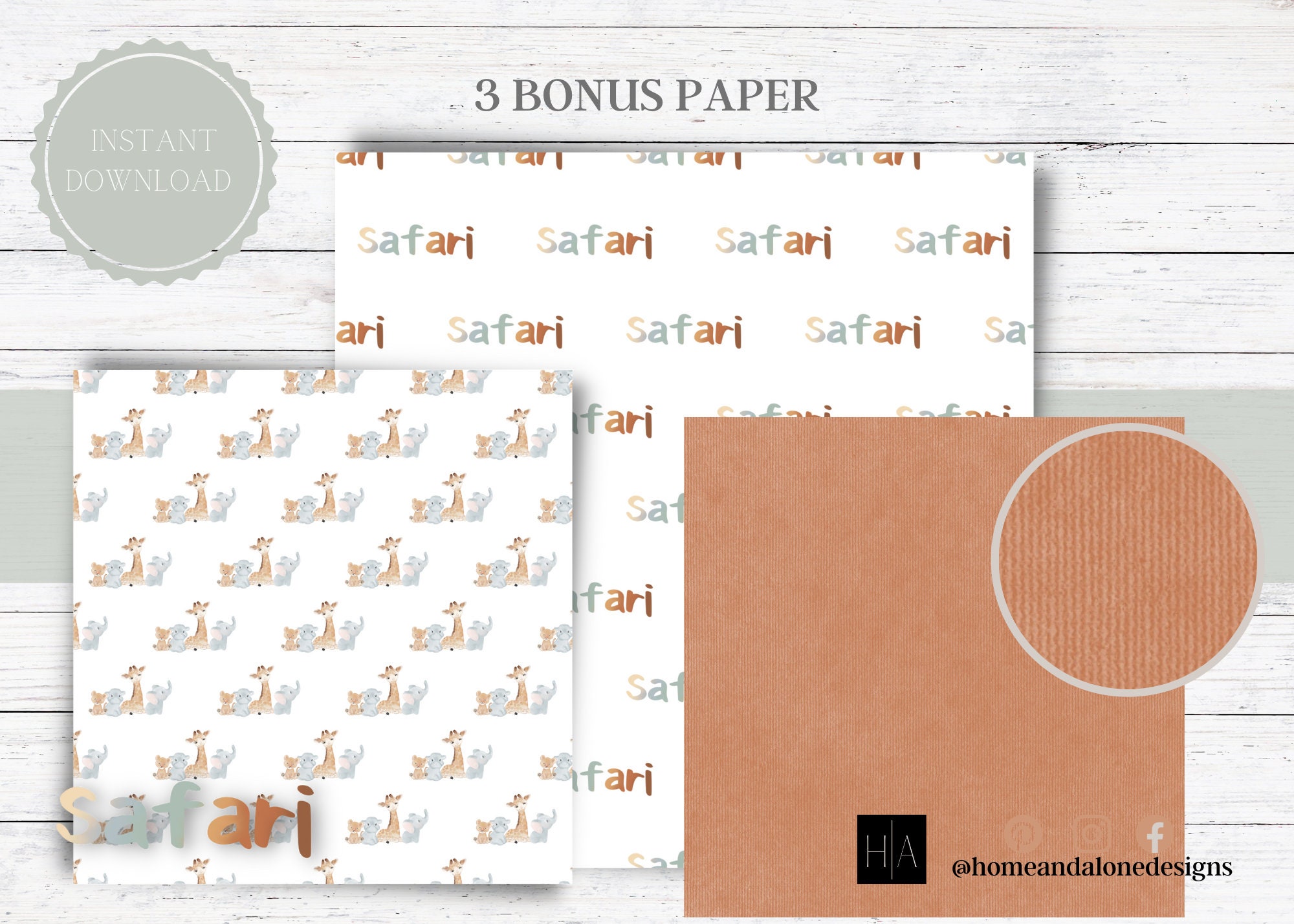 Safari Digital Paper Safari Nursery Digital Paper Digital - Etsy