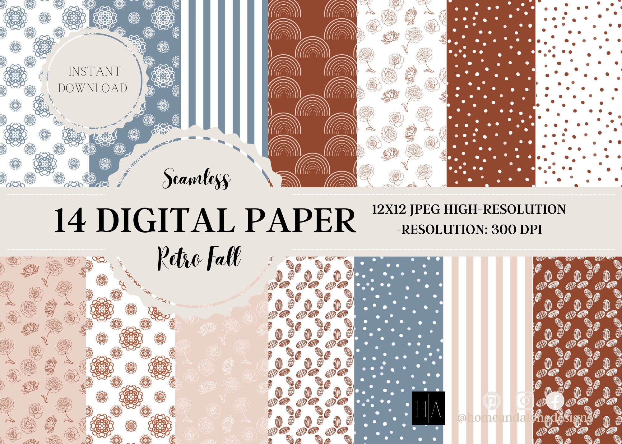 14 Boho Digital Papers Boho Scrapbook Paper Boho - Etsy