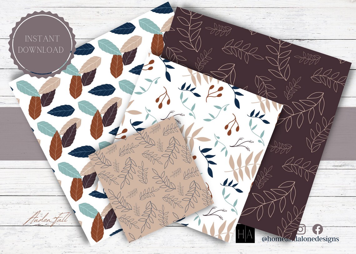 14 Fall Digital Papers Fall Scrapbook Paper Fall - Etsy