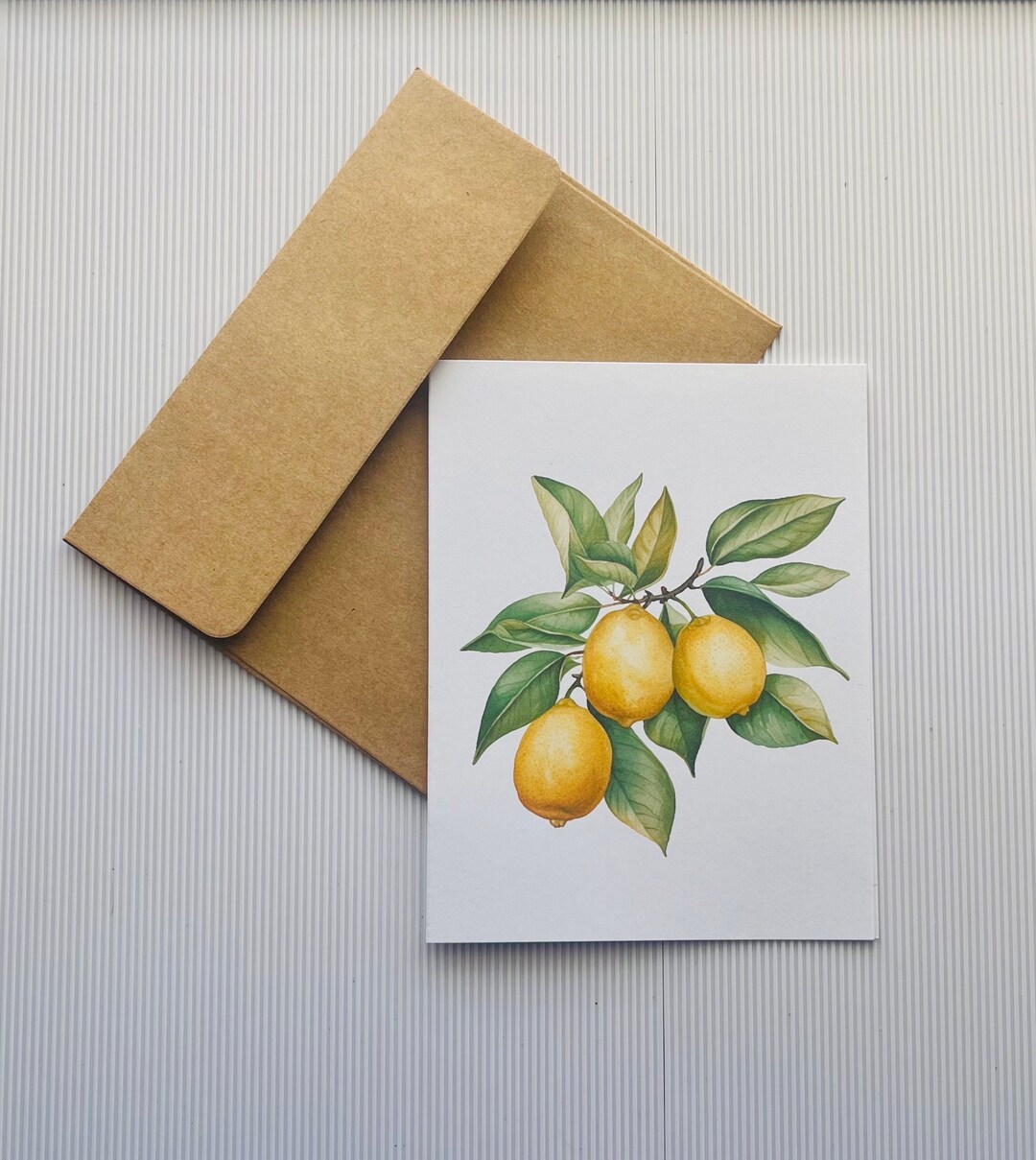 Lemon Note Card With Envelope, Spring Note Card, Summer Note Card ...