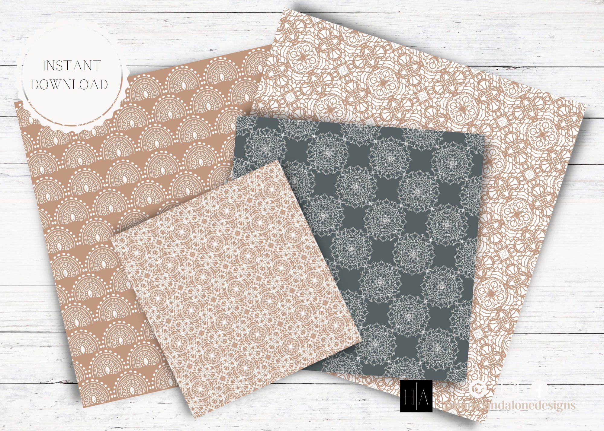 Digital Papers Boho Scrapbook Paper Boho Backgrounds Boho - Etsy