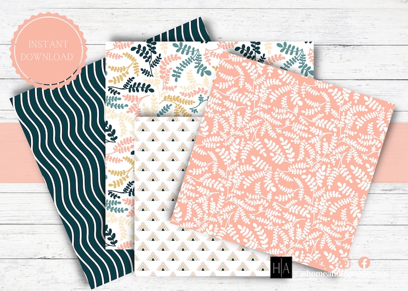 14 Boho Digital Papers, Boho Scrapbook Paper, Boho Backgrounds, Boho ...