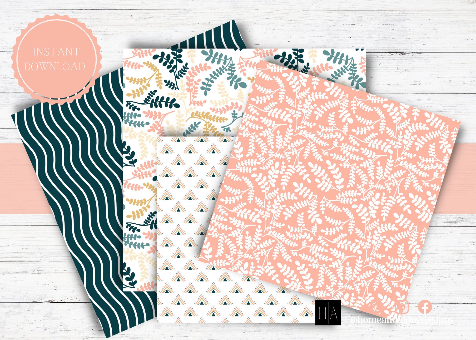 14 Boho Digital Papers, Boho Scrapbook Paper, Boho Backgrounds, Boho ...