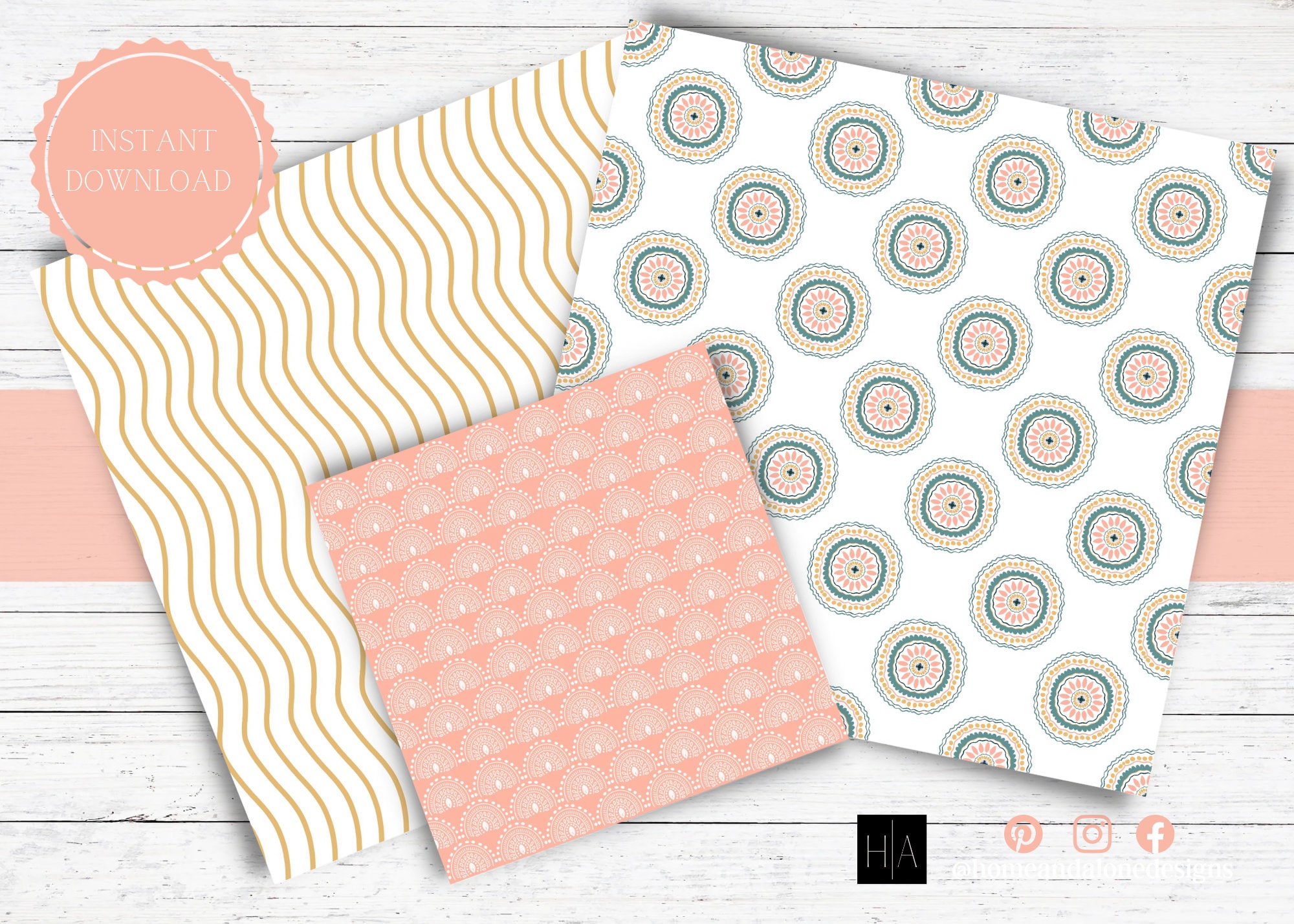 14 Boho Digital Papers, Boho Scrapbook Paper, Boho Backgrounds, Boho ...