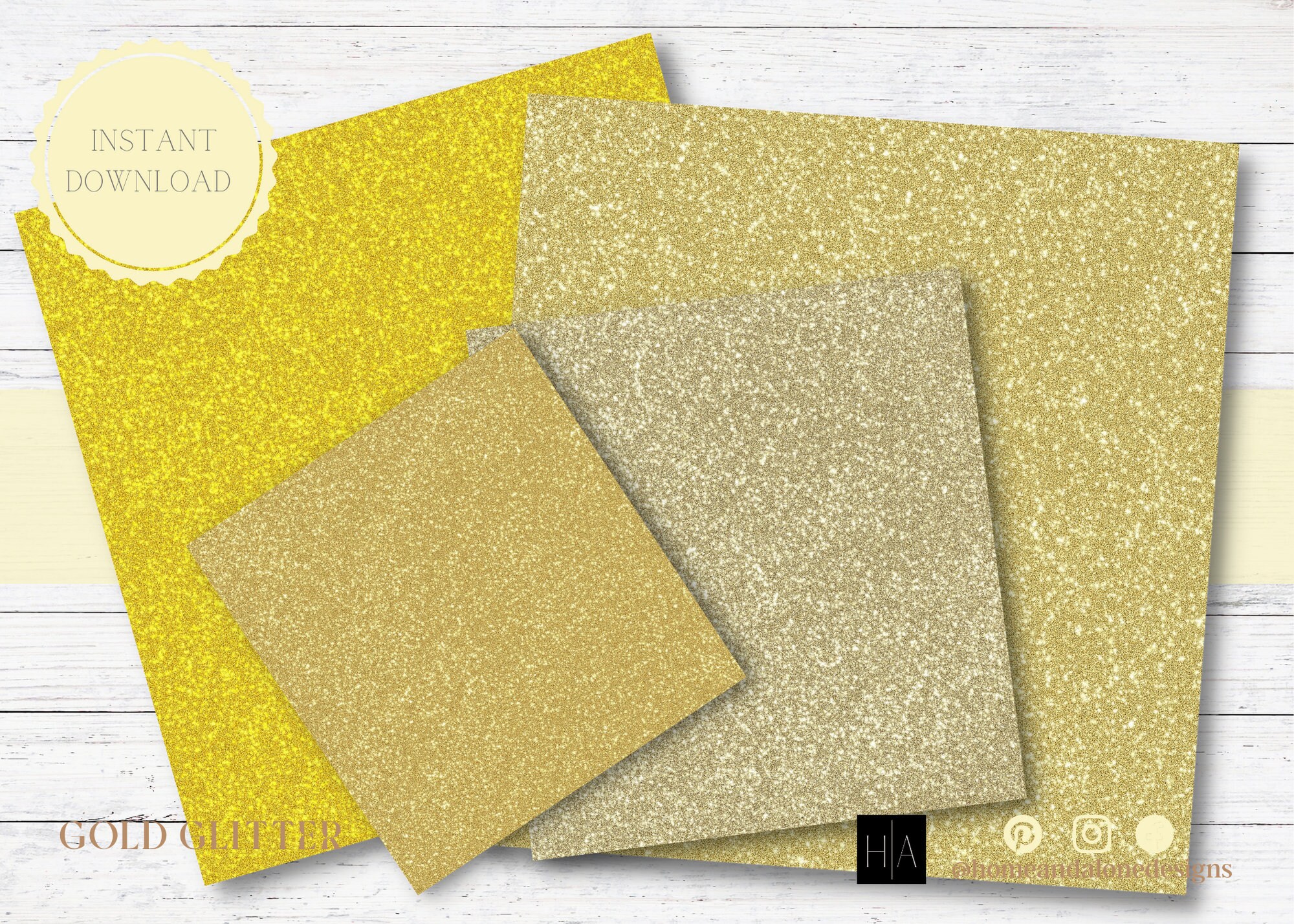 14 Gold Glitter Digital Papers, Gold Glitter Scrapbook Paper, Glitter ...