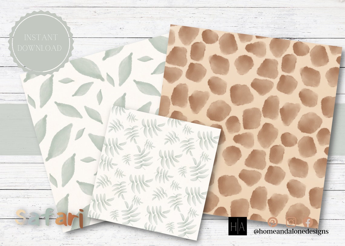 Safari Digital Paper Safari Nursery Digital Paper Digital - Etsy