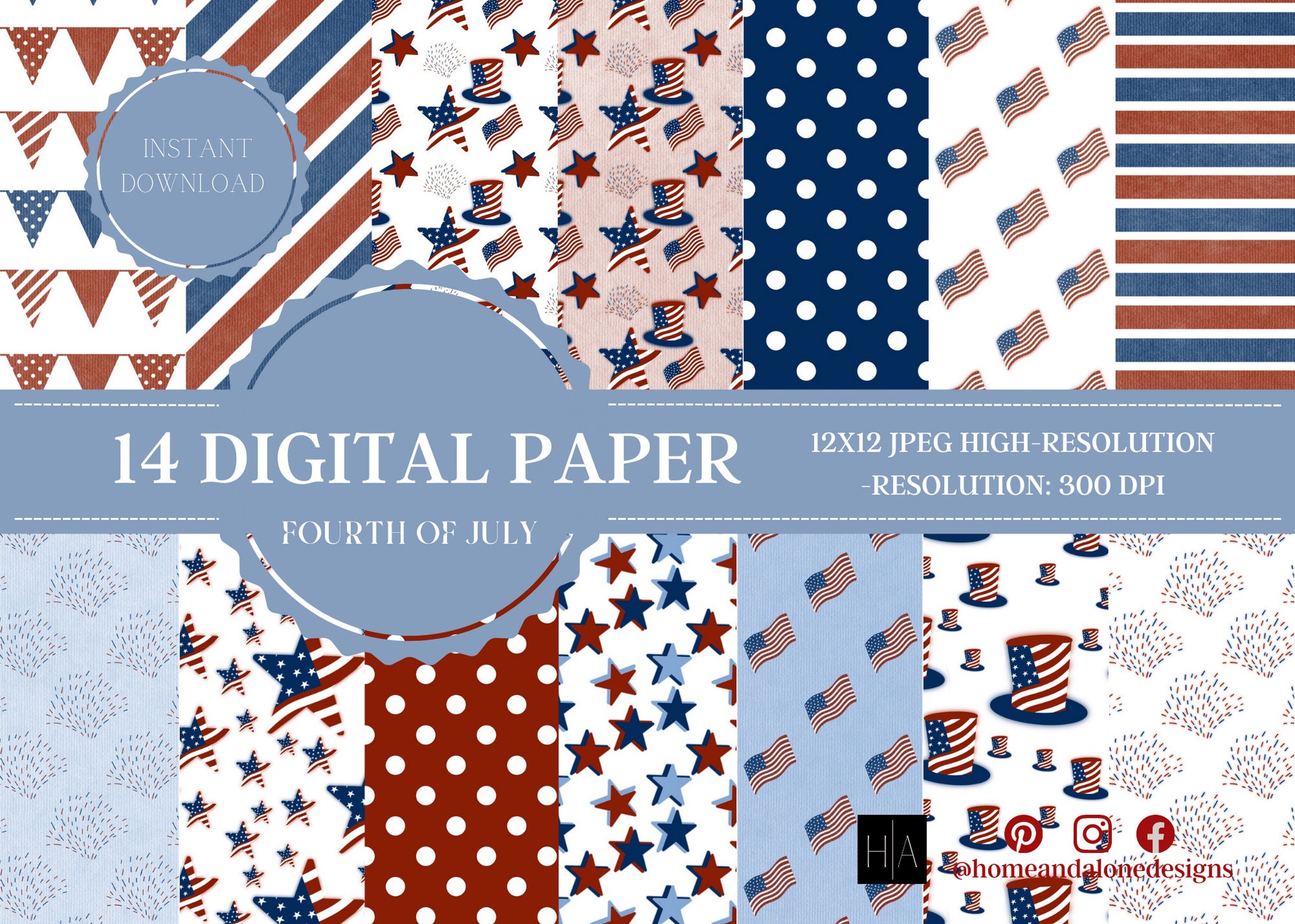 Digital Papers, Patriotic Scrapbook Paper, Patriotic Backgrounds ...