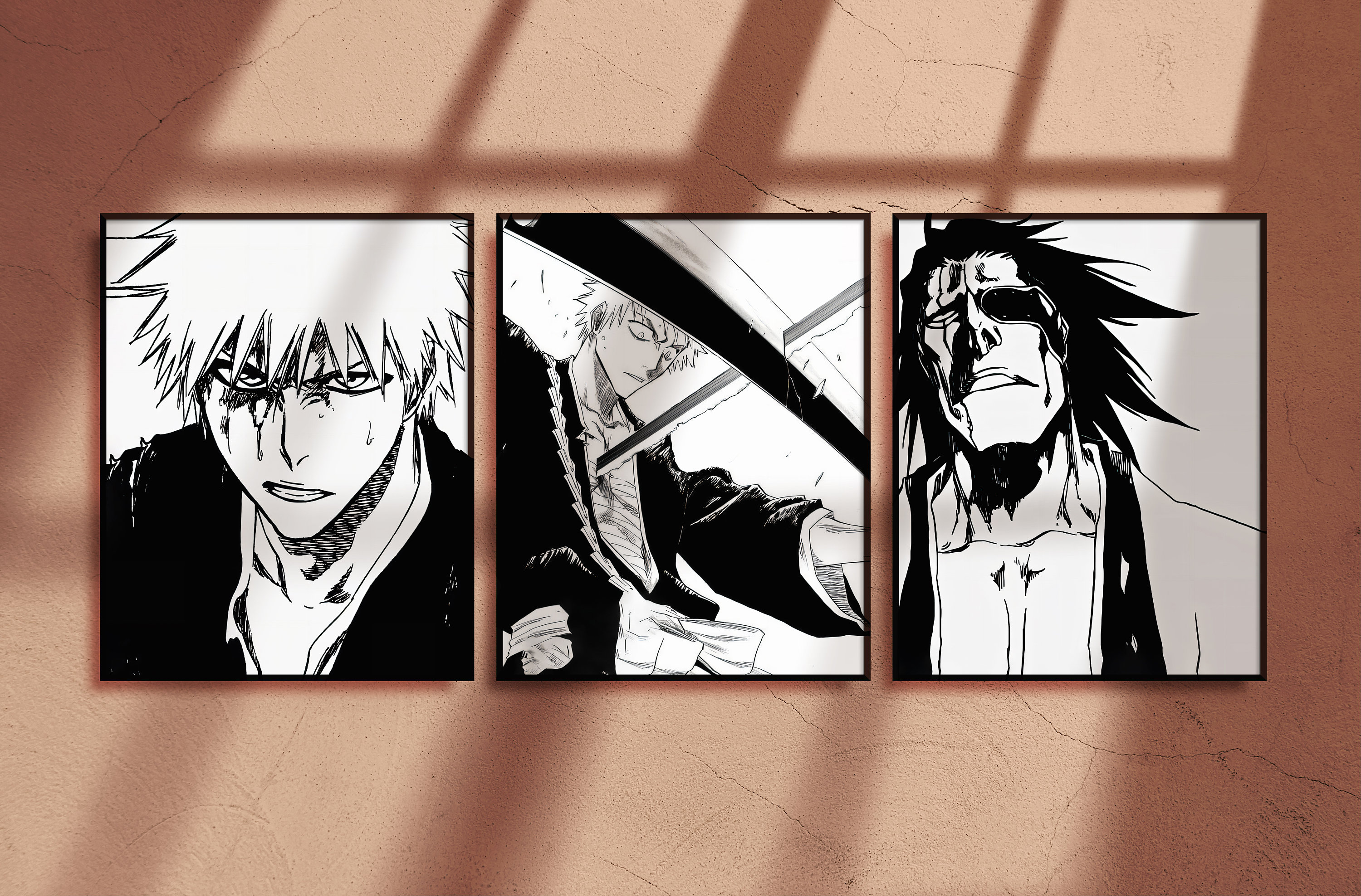 Set of 3 Poster Art Bleach Poster Ichigo Kurosaki Poster Kenpachi ...