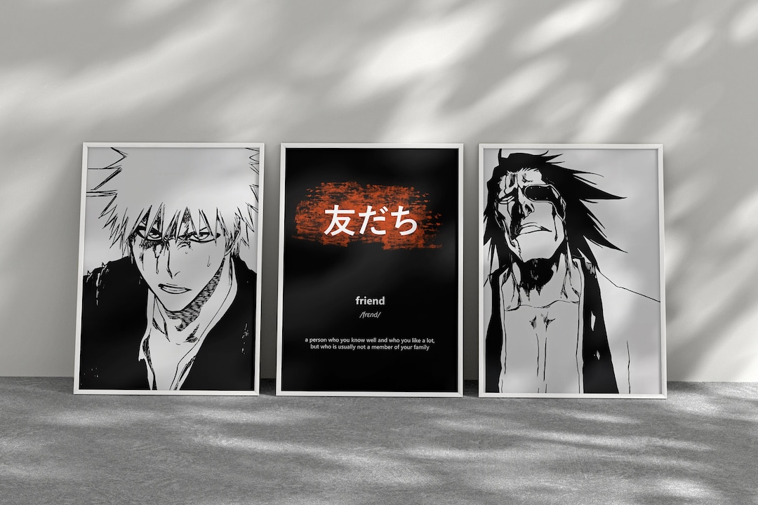 Set of 3 Poster Art Bleach Poster Ichigo Kurosaki Poster Kenpachi ...