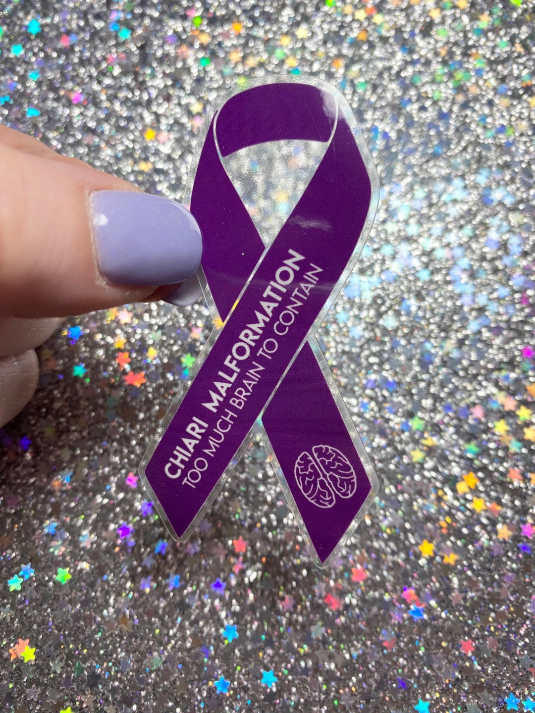 Chiari Malformation Clear Sticker - Too Much Brain to Contain - Etsy