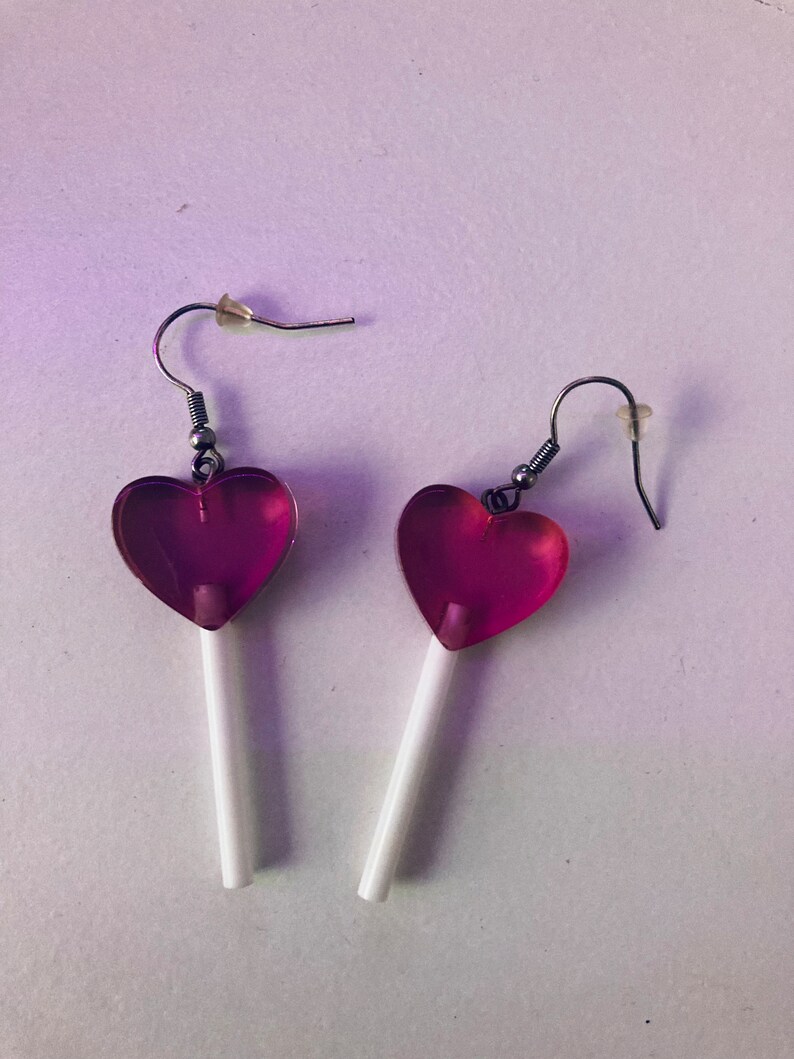 Pink Heart Lollipop & Sour Candy Earring Set Cutecore Y2k Decora - Etsy