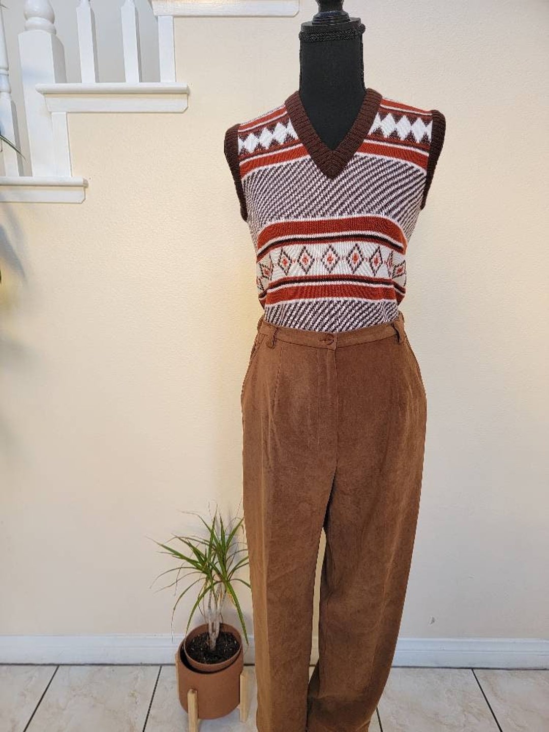 90s High Waisted Brown Pleated Trousers / Business Casual /minimalistic ...