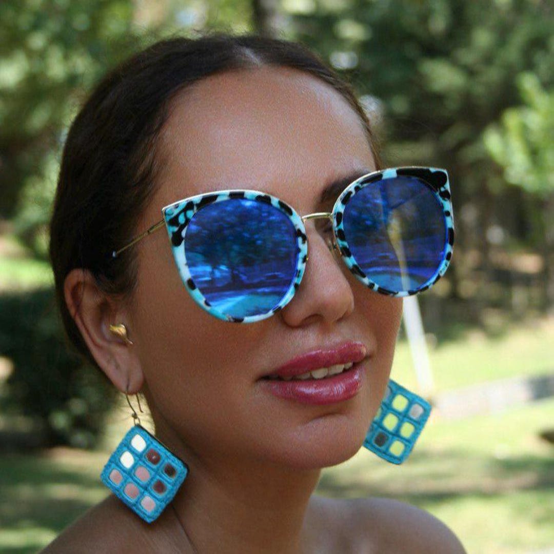 Hand Embroidered Mirror Earrings: Persian Style Dangle Drop - Etsy