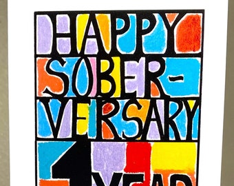 One Year Clean Card - Etsy