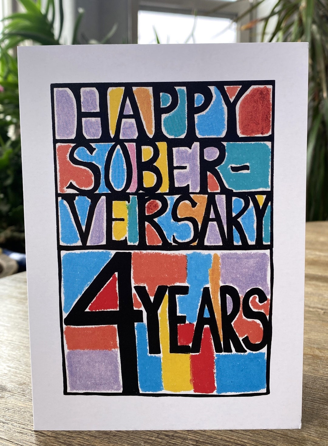 4 YEARS, Four Years Sober, Sobriety Card, AA, Alcoholics Anonymous, Clean & Sober, Soberversary ...