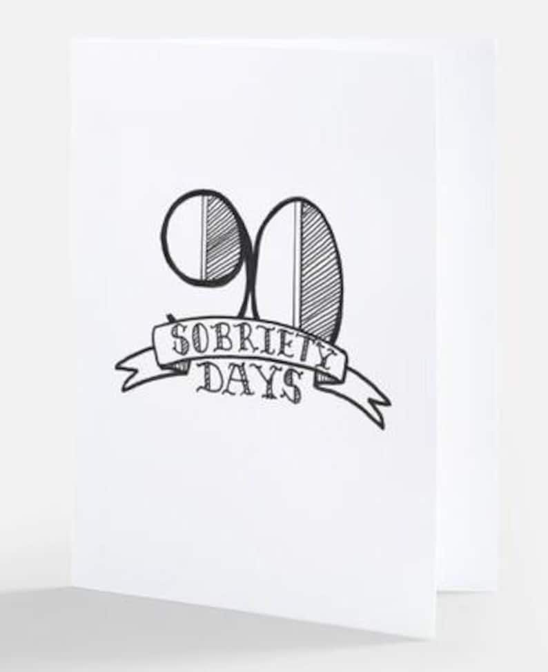 90 Days Sober, Sober Anniversary Card, Soberversary, Alcoholics ...