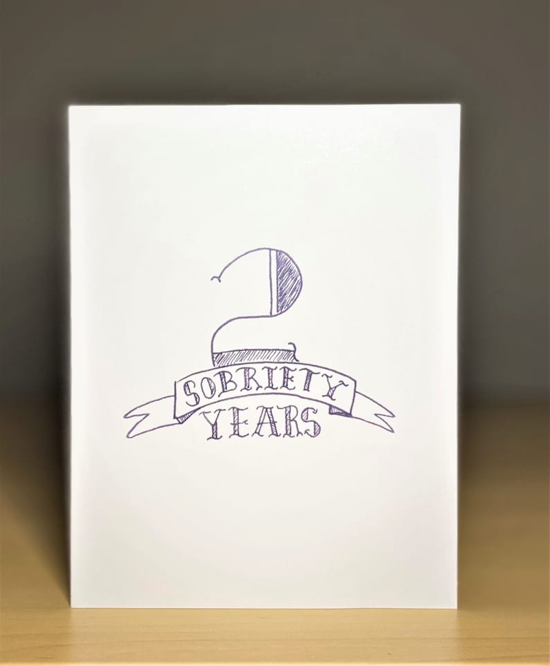 2 Year Sober Anniversary Card, Soberversary, Alcoholics Anonymous - Etsy
