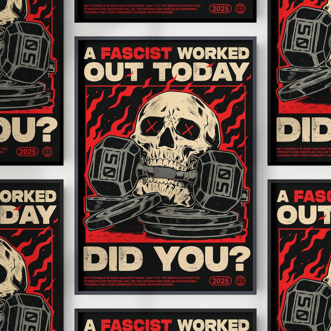 Anti-fascist Fitness Print - Etsy