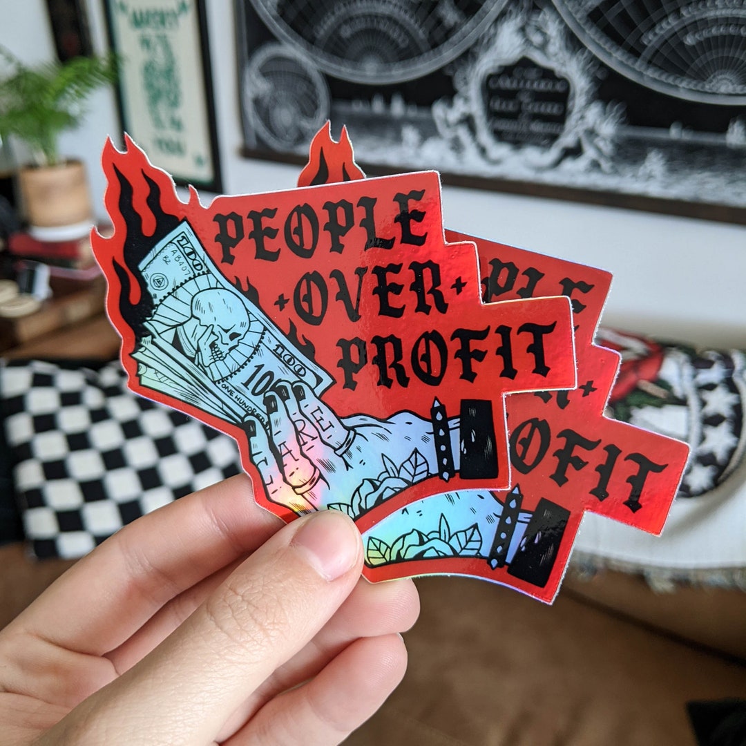 PROFITS DONATED People Over Profit Holographic Sticker - Etsy
