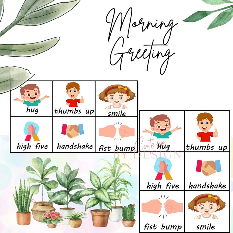 Morning Greeting Poster: Thumbs Up, Handshake, Hug, Smile - Portrait ...