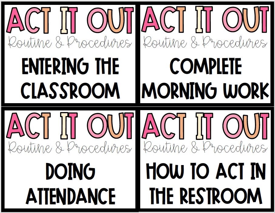 Classroom Routine Charades - Act It Out Learning Game for Students - Etsy