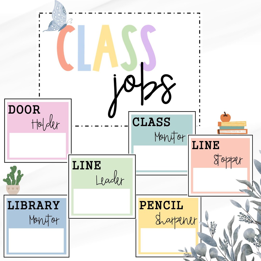 Customisable Classroom Jobs Chart: Line Leader, Pencil Sharpener, and ...