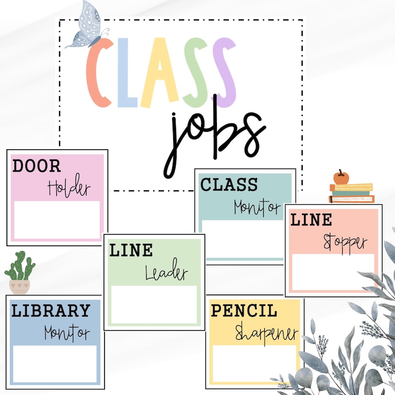Customisable Classroom Jobs Chart: Line Leader, Pencil Sharpener, and ...