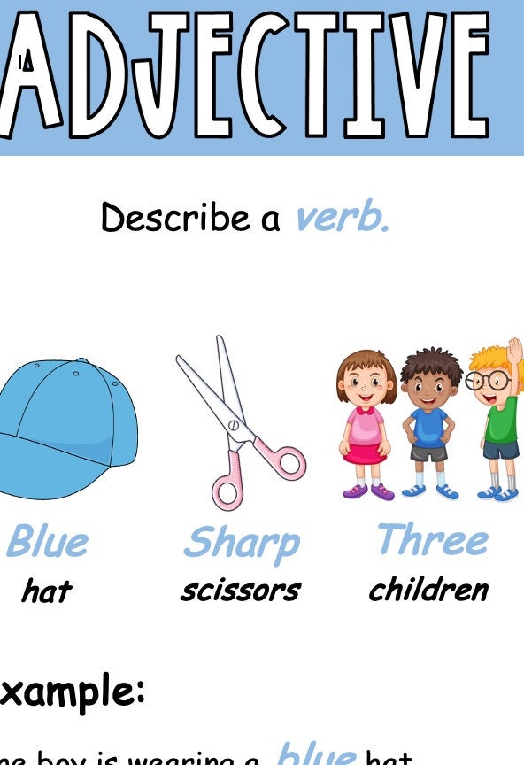 Vibrant Verb, Noun, and Adjective Posters Including Types of Nouns - Etsy