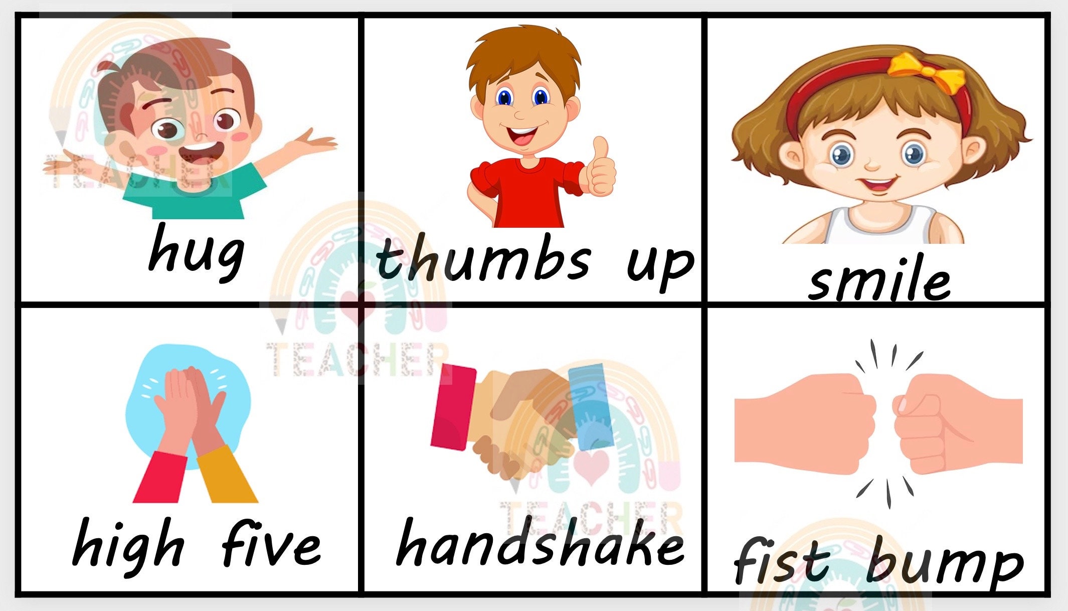 Morning Greeting Poster: Thumbs Up, Handshake, Hug, Smile Portrait ...