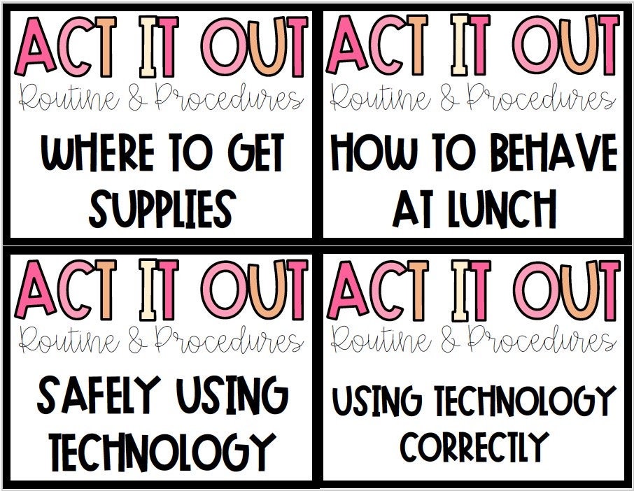 Classroom Routine Charades - Act It Out Learning Game for Students - Etsy