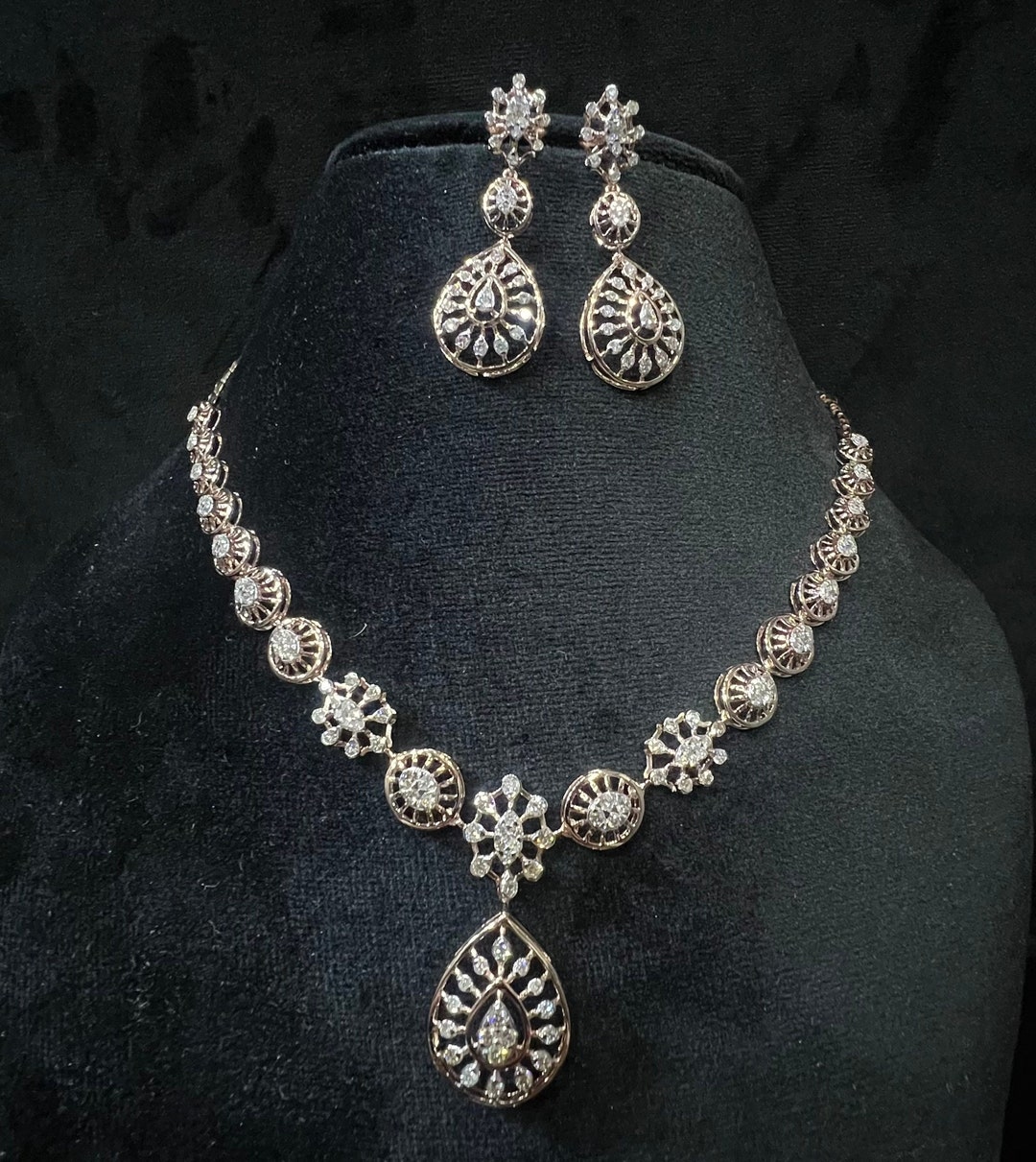 Genuine Diamond Necklace Set – 14K/18K Solid Gold, Fine Jewelry Gift ...
