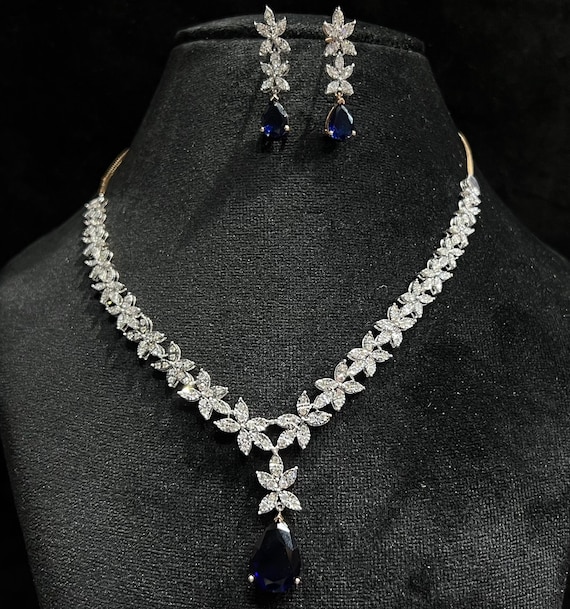 Bridal Diamond Necklace With Matching Earrings sparkle on Your Wedding Day 14K Gold Diamond Necklace Set Complete Wedding Ensemble Etsy