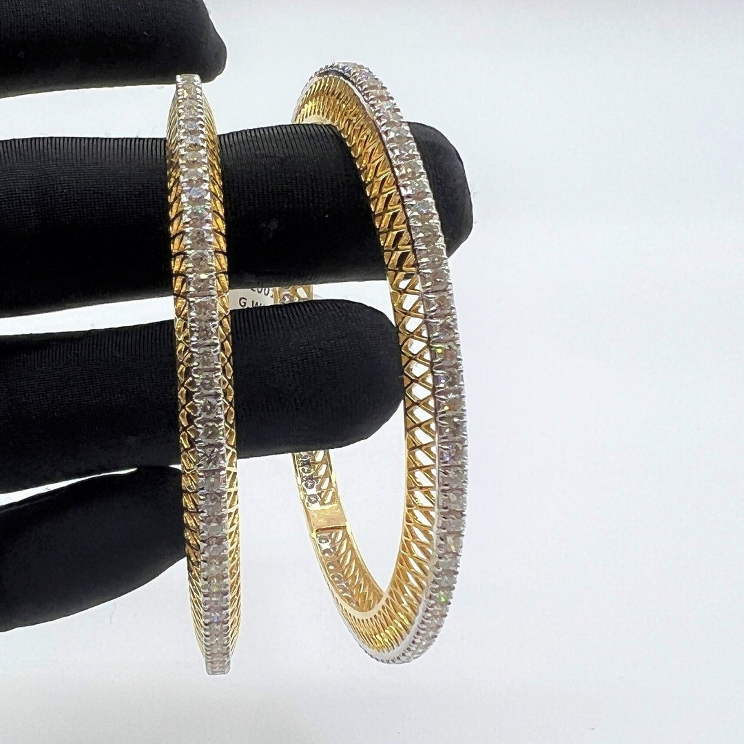 Original Diamond Bangle Set Stunning 14kt Gold With Single Pointer ...