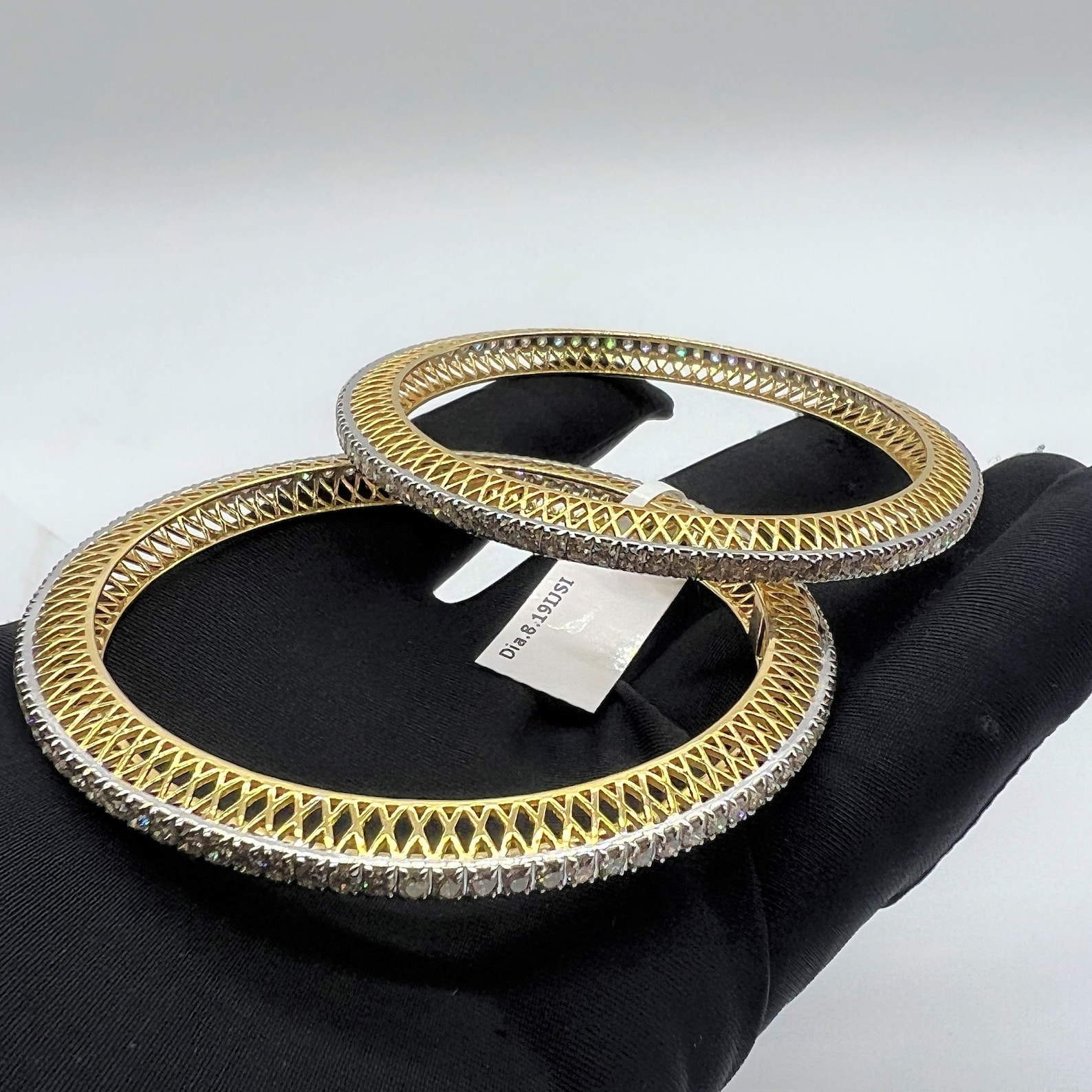 Original Diamond Bangle Set Stunning 14kt Gold With Single Pointer ...