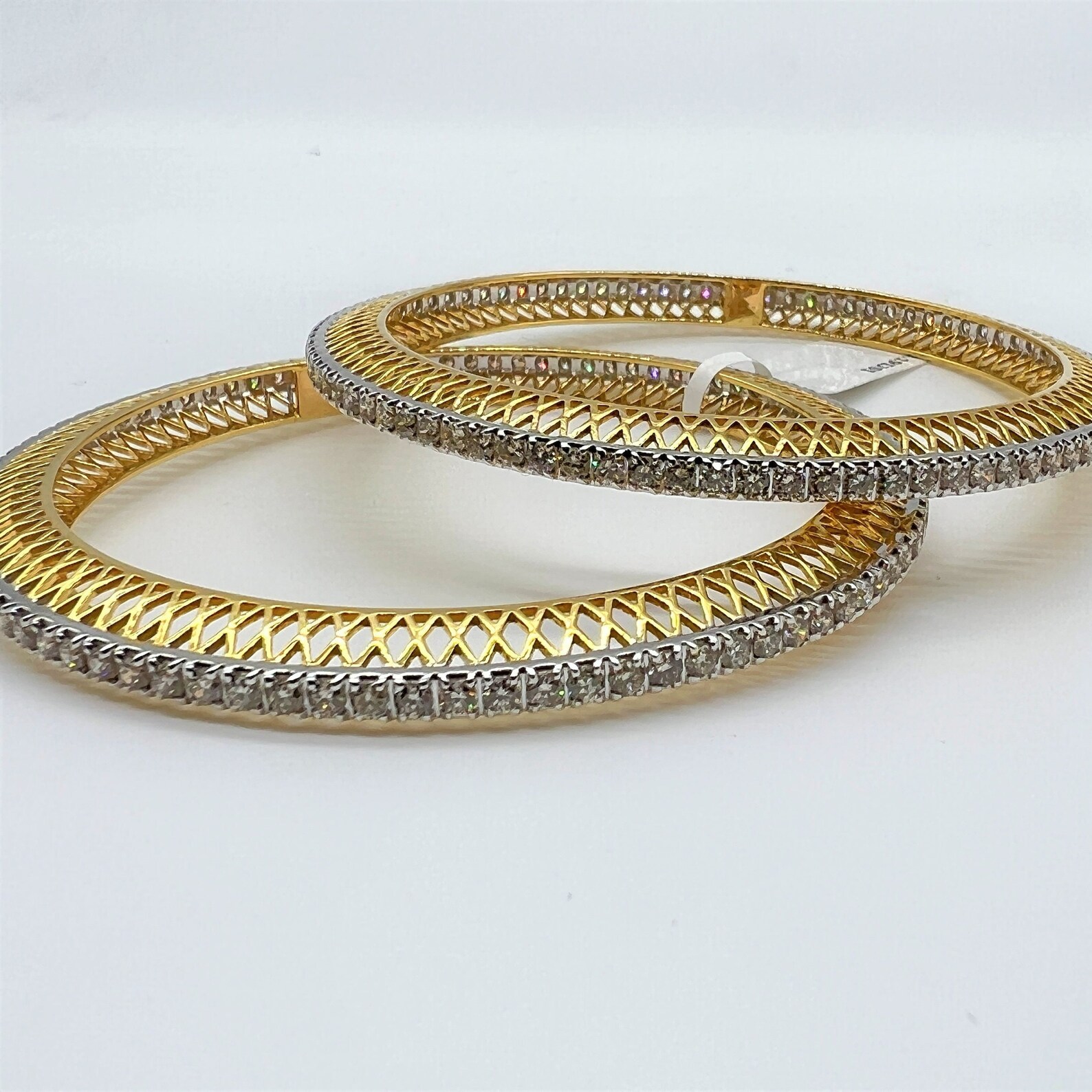 Original Diamond Bangle Set Stunning 14kt Gold With Single Pointer ...